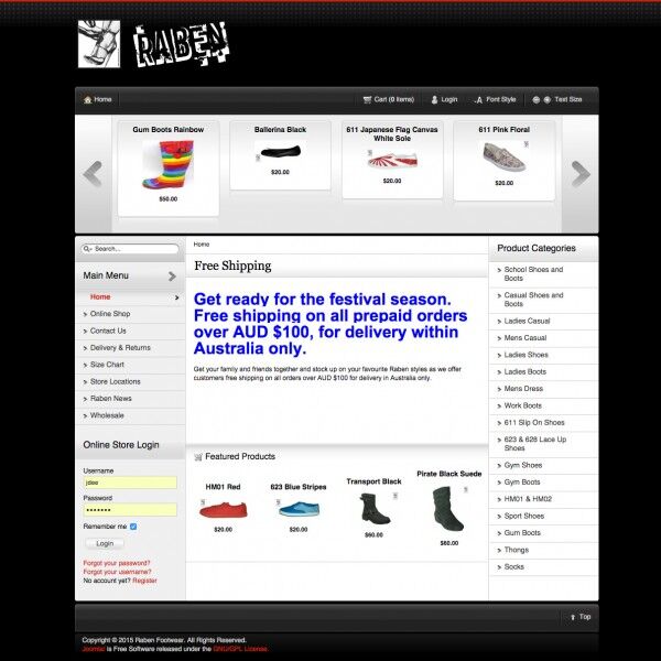 Raben Footwear - Small Web Development